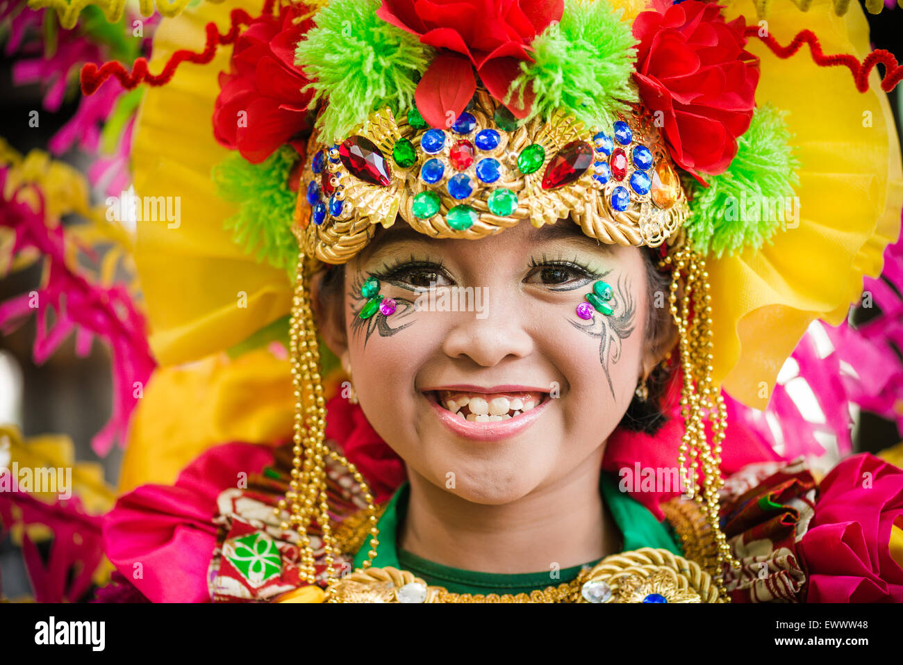 A child at the colourful Jember Fashion Carnival in Jember, Indonesia ...