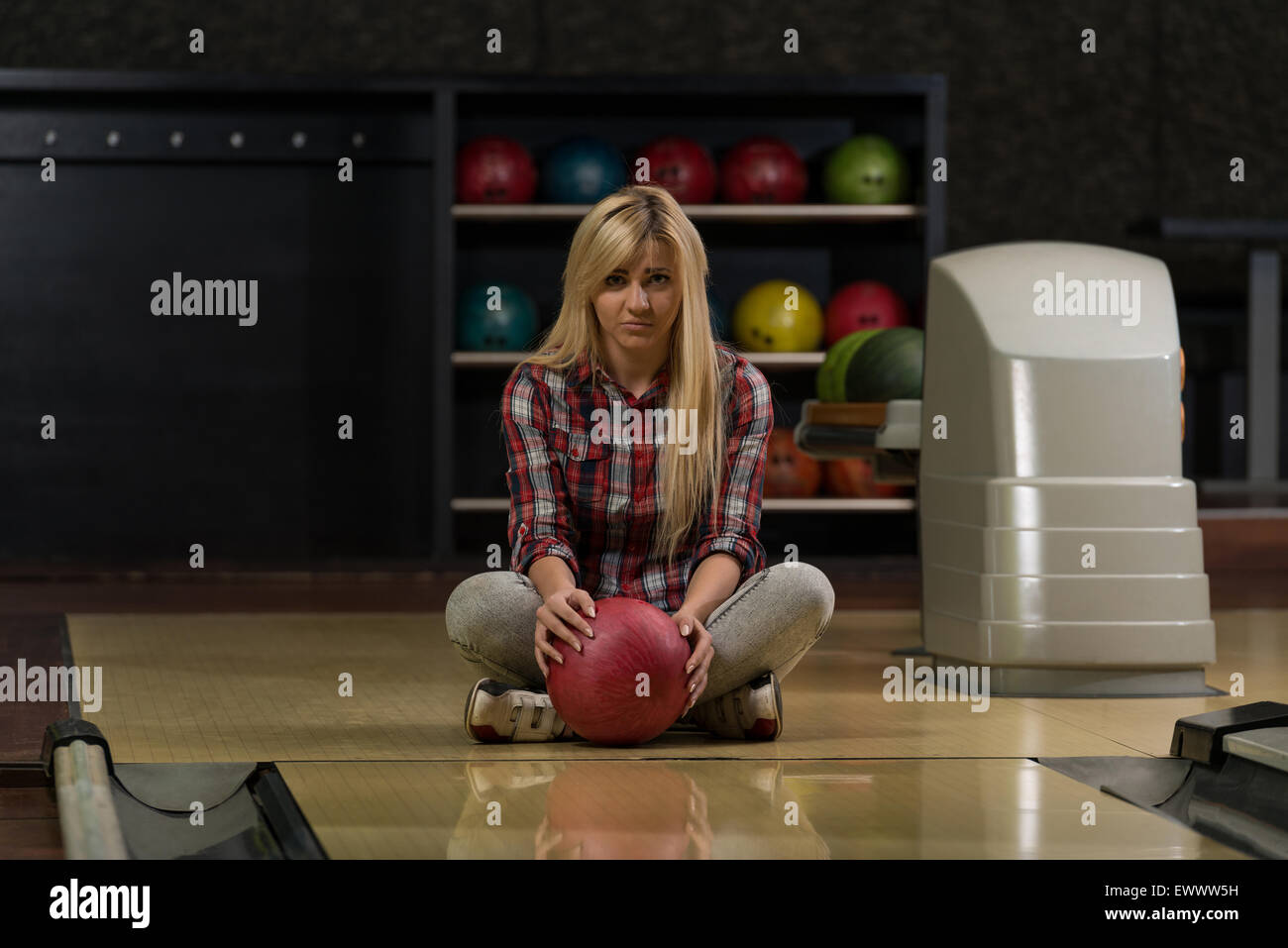 Sad Girl Upset About Bowling Play Stock Photo - Alamy