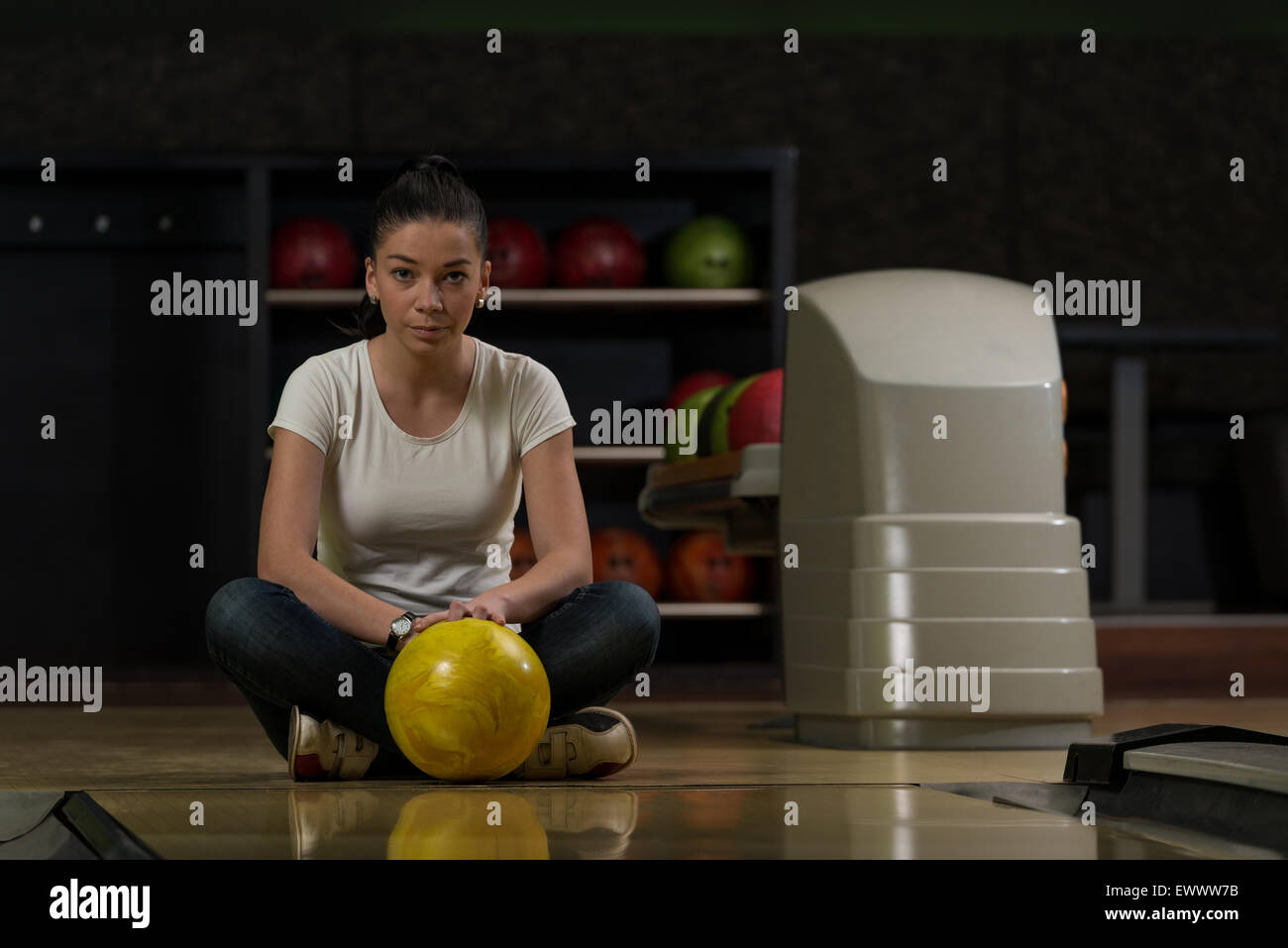 Sad Girl Upset About Bowling Play Stock Photo - Alamy