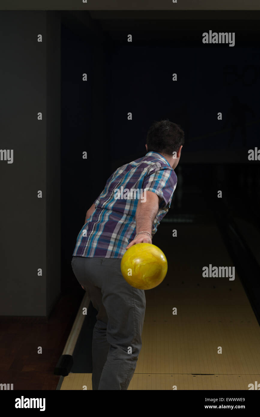 Man In Bowling Alley Stock Photo - Alamy