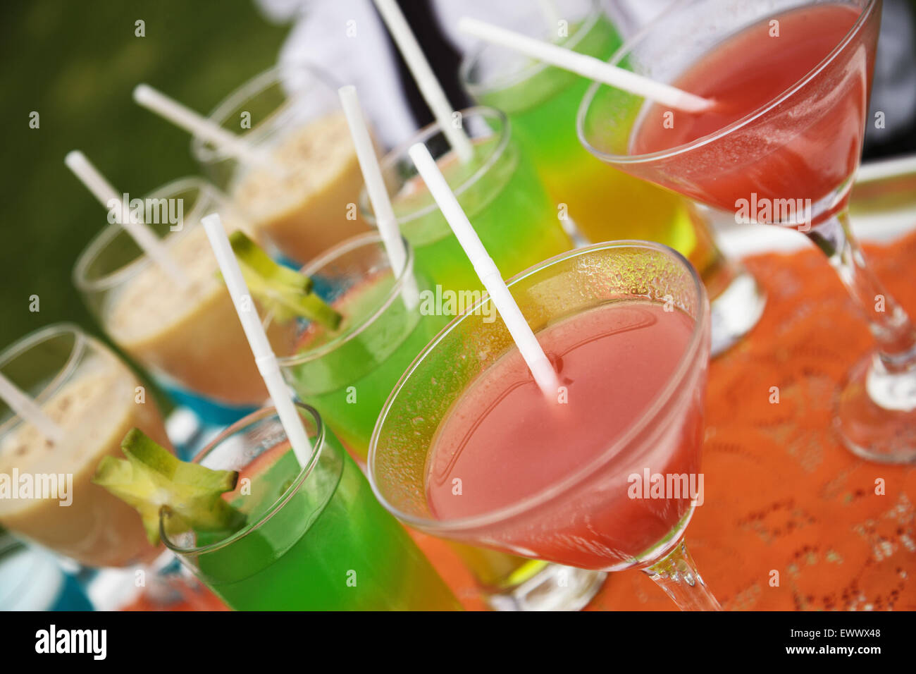 Party colorful cocktail tray Stock Photo - Alamy