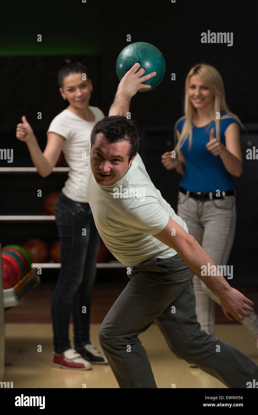Group Of People Bowling Stock Photo - Alamy