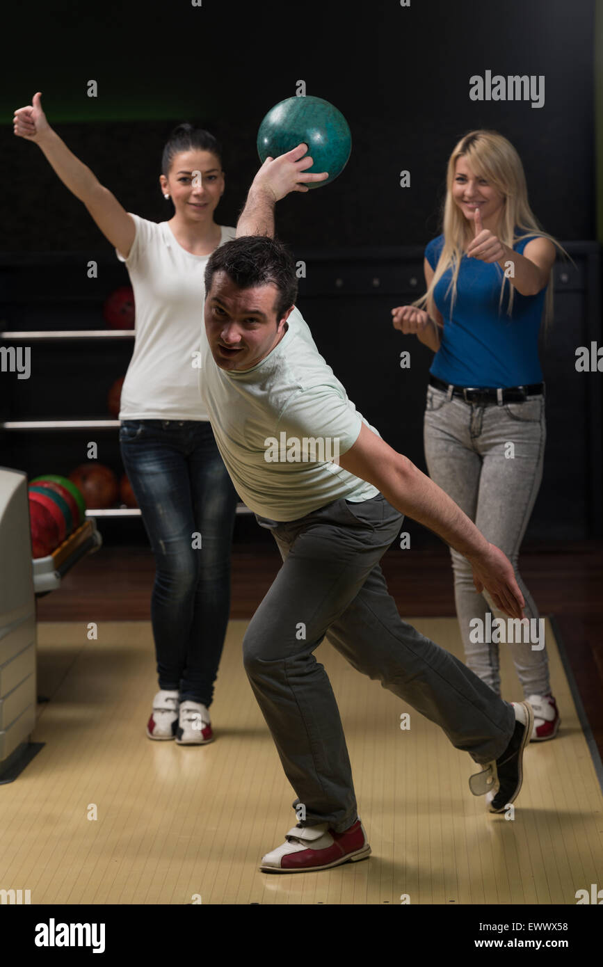 Group Of People Bowling Stock Photo - Alamy
