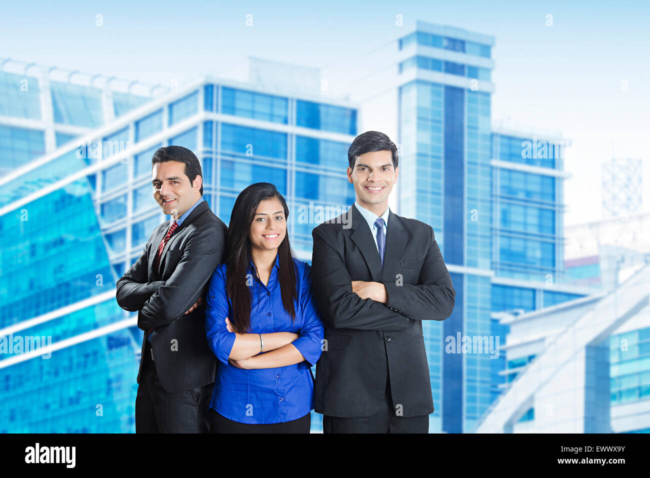3 indian Business partner Posing Stock Photo - Alamy