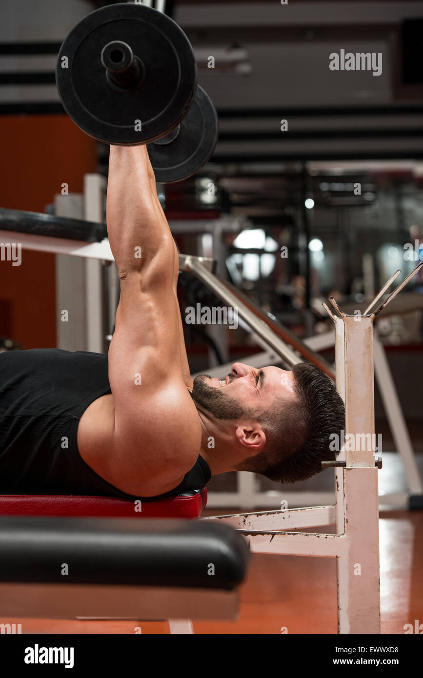 Young Men Doing Exercise For Triceps Stock Photo - Alamy