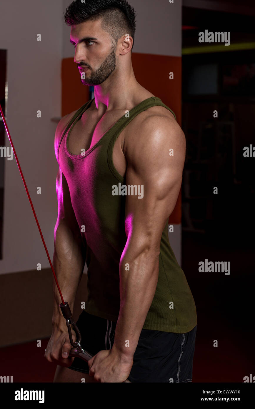 Young Men Doing Exercise For Triceps Stock Photo - Alamy