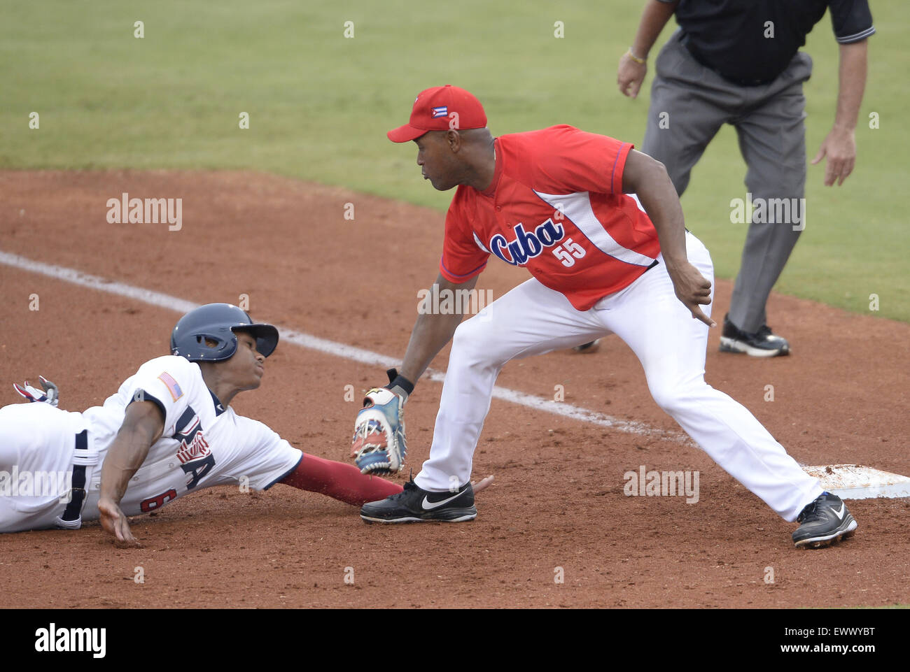 Cary, North Carolina, USA. 1st July, 2015. Cuba's first baseman ...