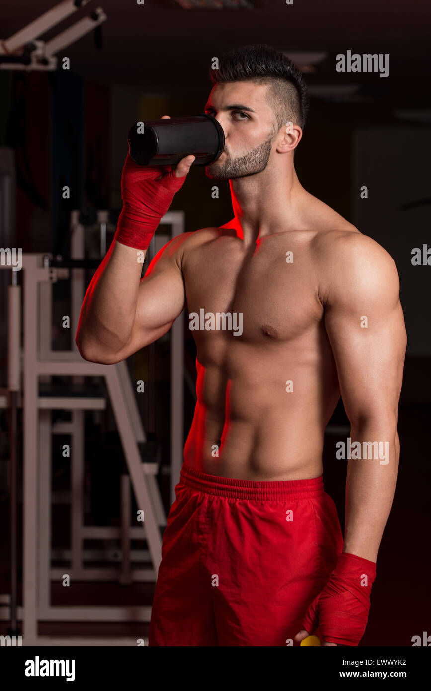 MMA Fighter With Protein Shaker Stock Photo - Alamy