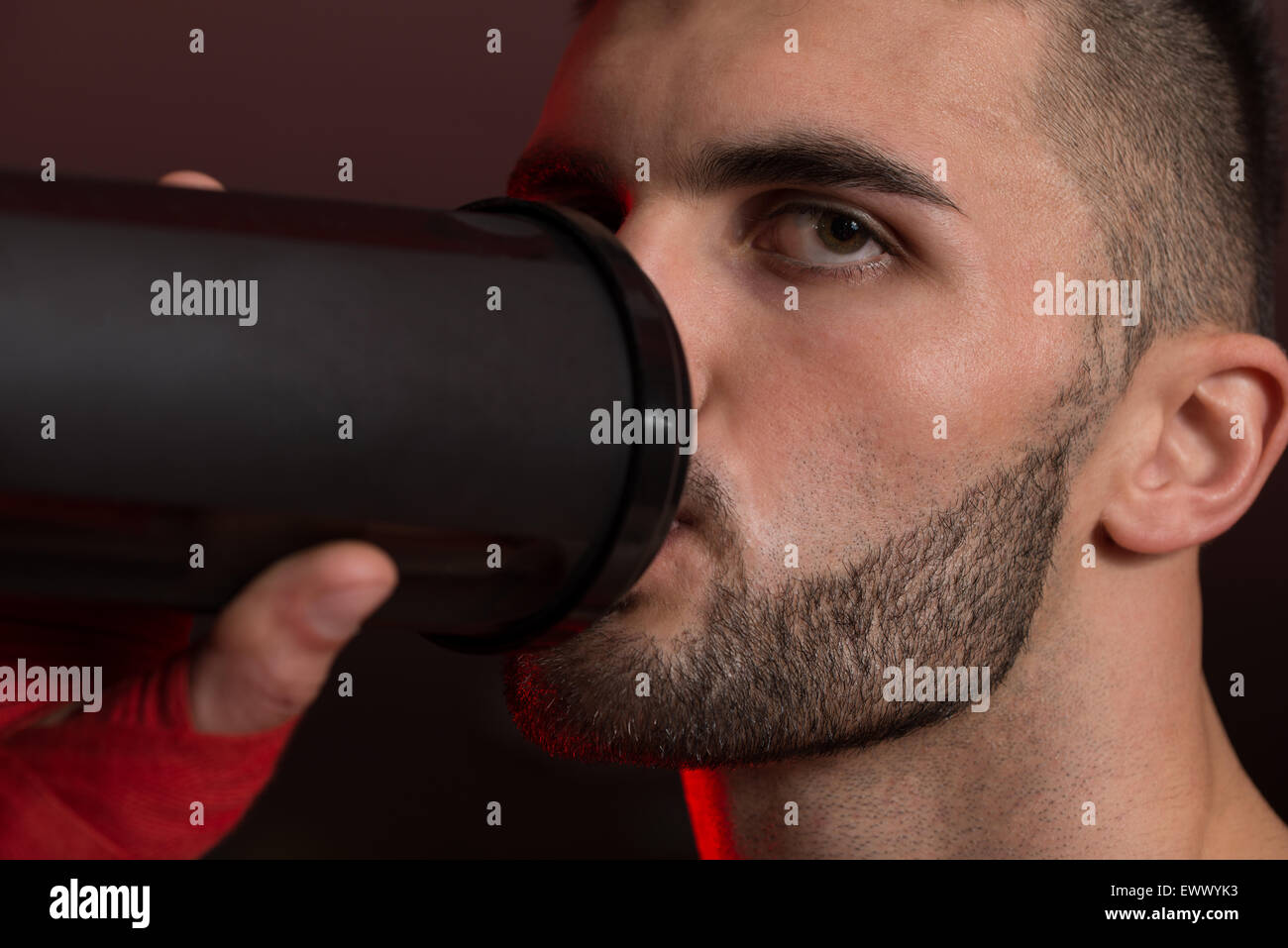 Fighter Drinking From A Bottle Of Water Stock Photo - Alamy