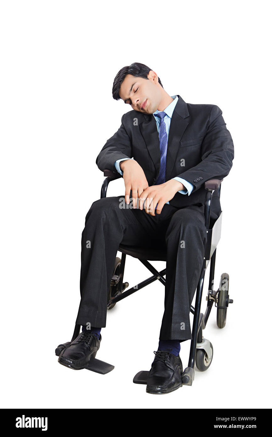 1 indian Business man Patient Wheelchair Sitting Sleeping Stock Photo ...