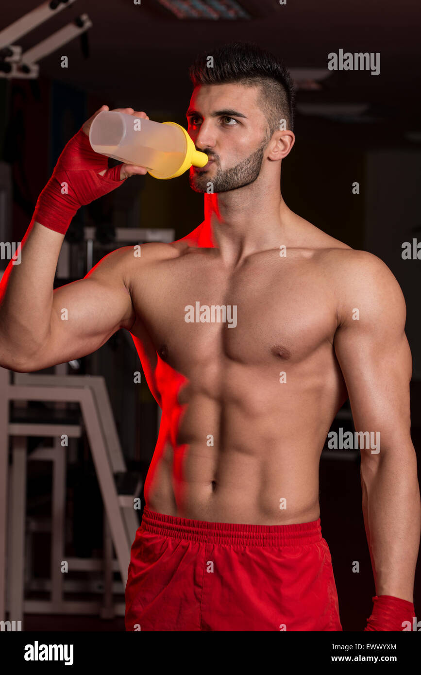 MMA Fighter With Protein Shaker Stock Photo - Alamy
