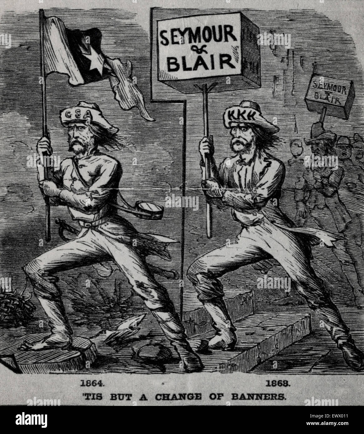 Seymour and Blair - Tis but a change in banners. Political cartoon in ...