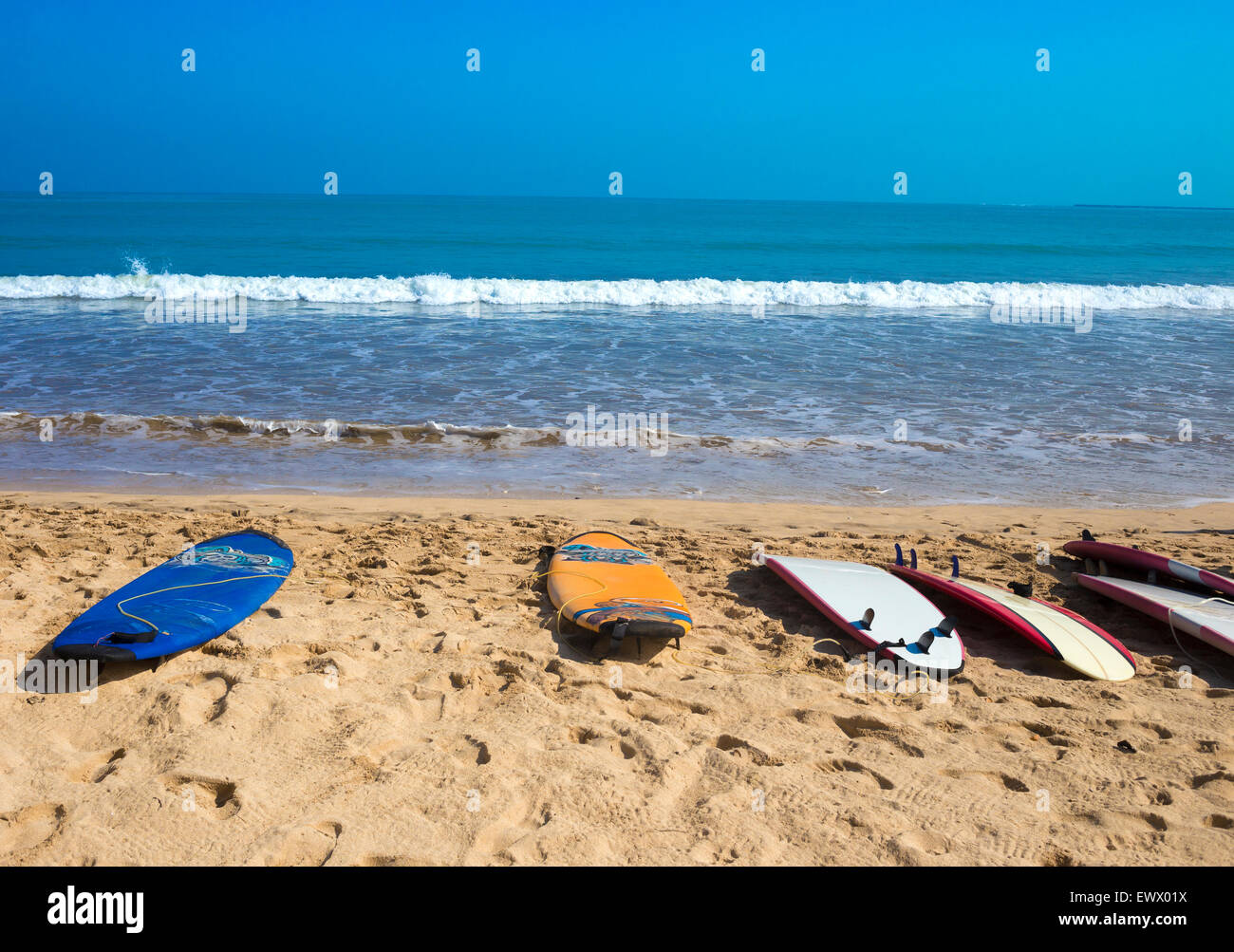 Surf boards on the beach Stock Photo - Alamy
