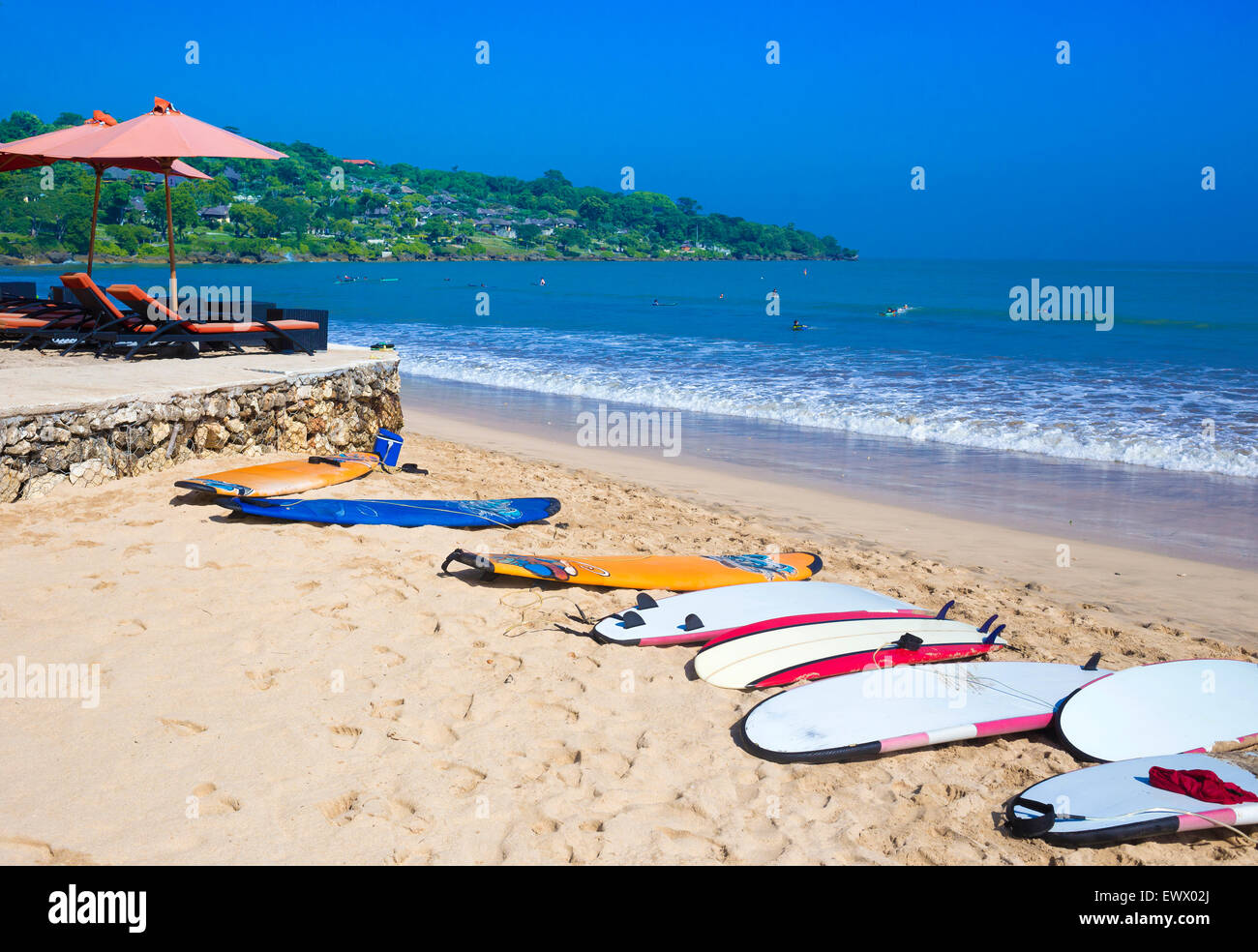 Surf boards on the beach Stock Photo - Alamy
