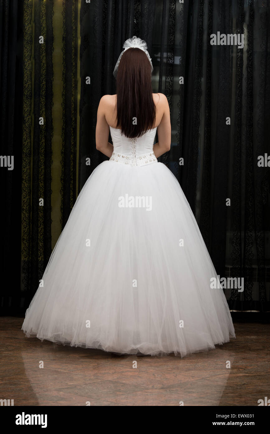 Back Of Brides Wedding Dress Stock Photo - Alamy