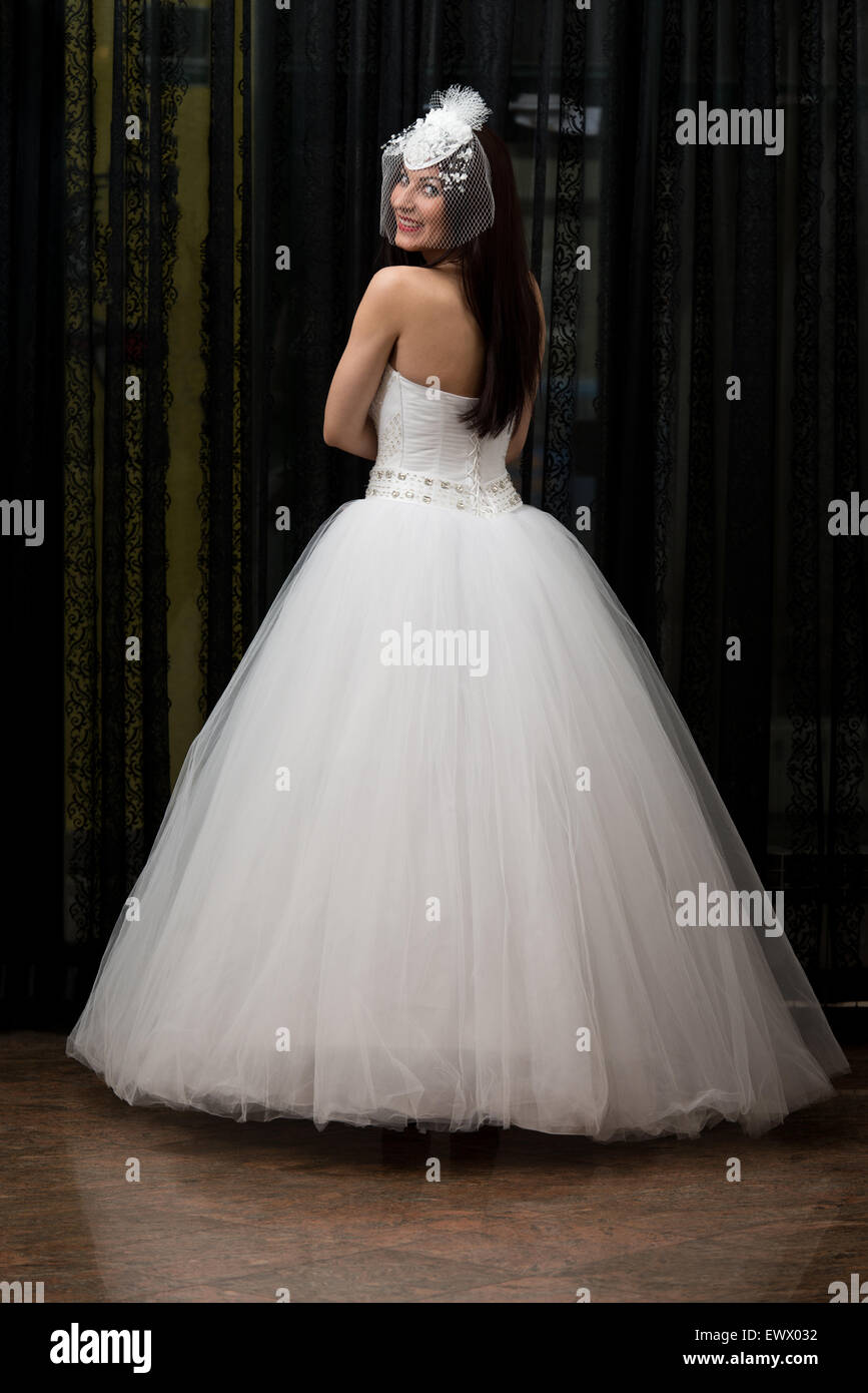 Back Of Brides Wedding Dress Stock Photo - Alamy
