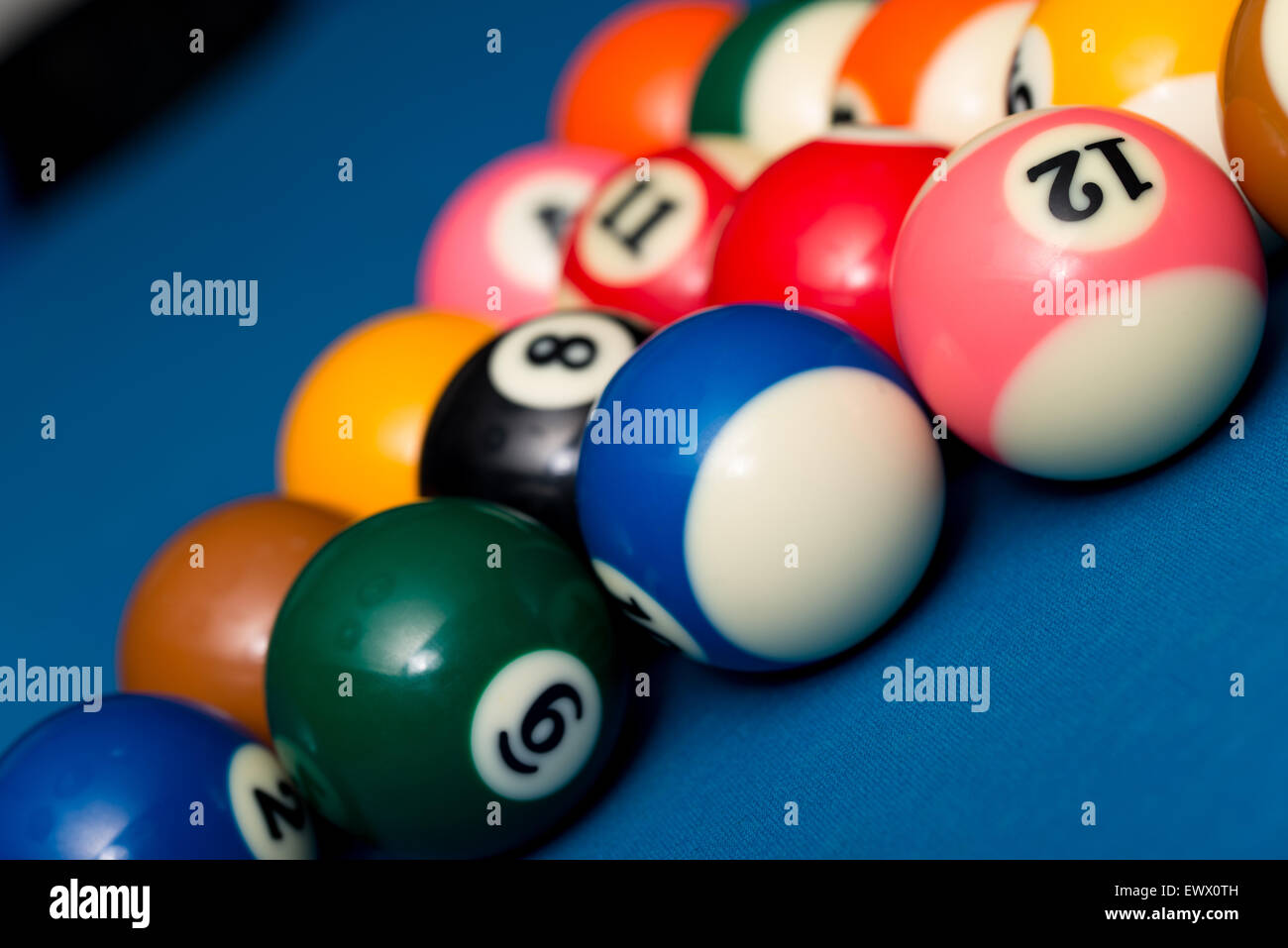Billiard Balls Ready For The Break Stock Photo - Alamy