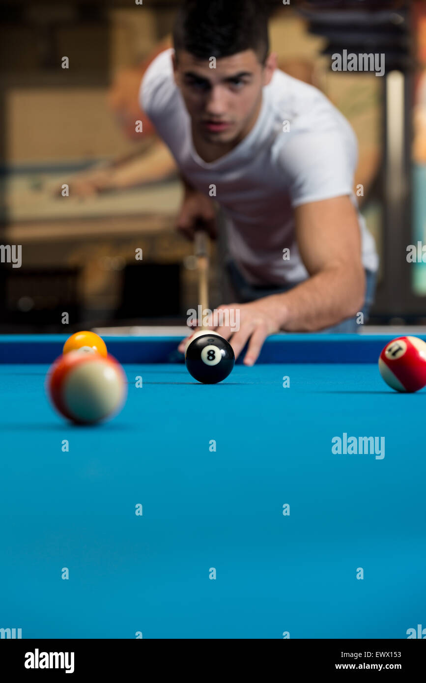 Man Playing Pool Stock Photo - Alamy