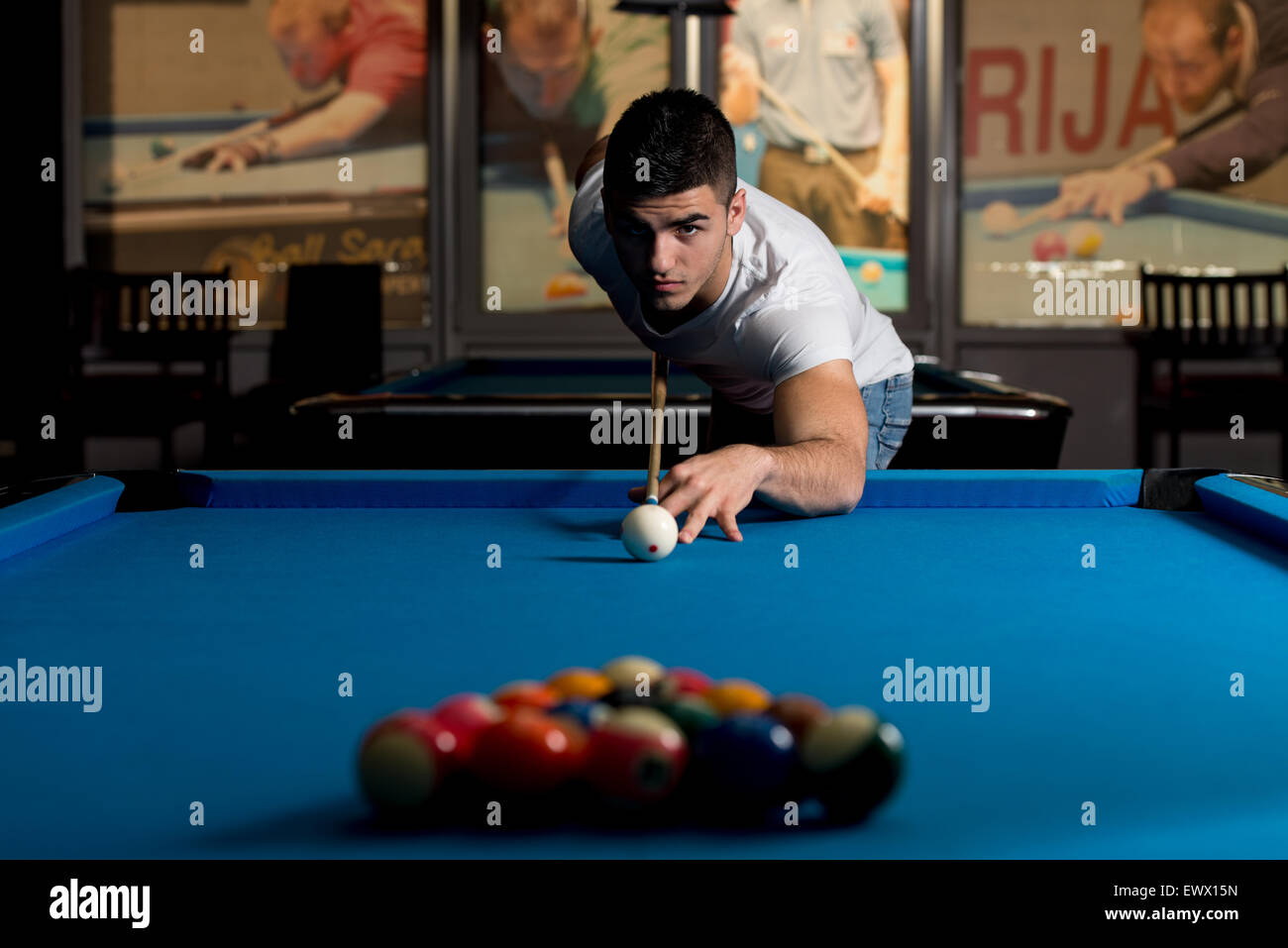 Young Man Concentrates On His Break Stock Photo - Alamy