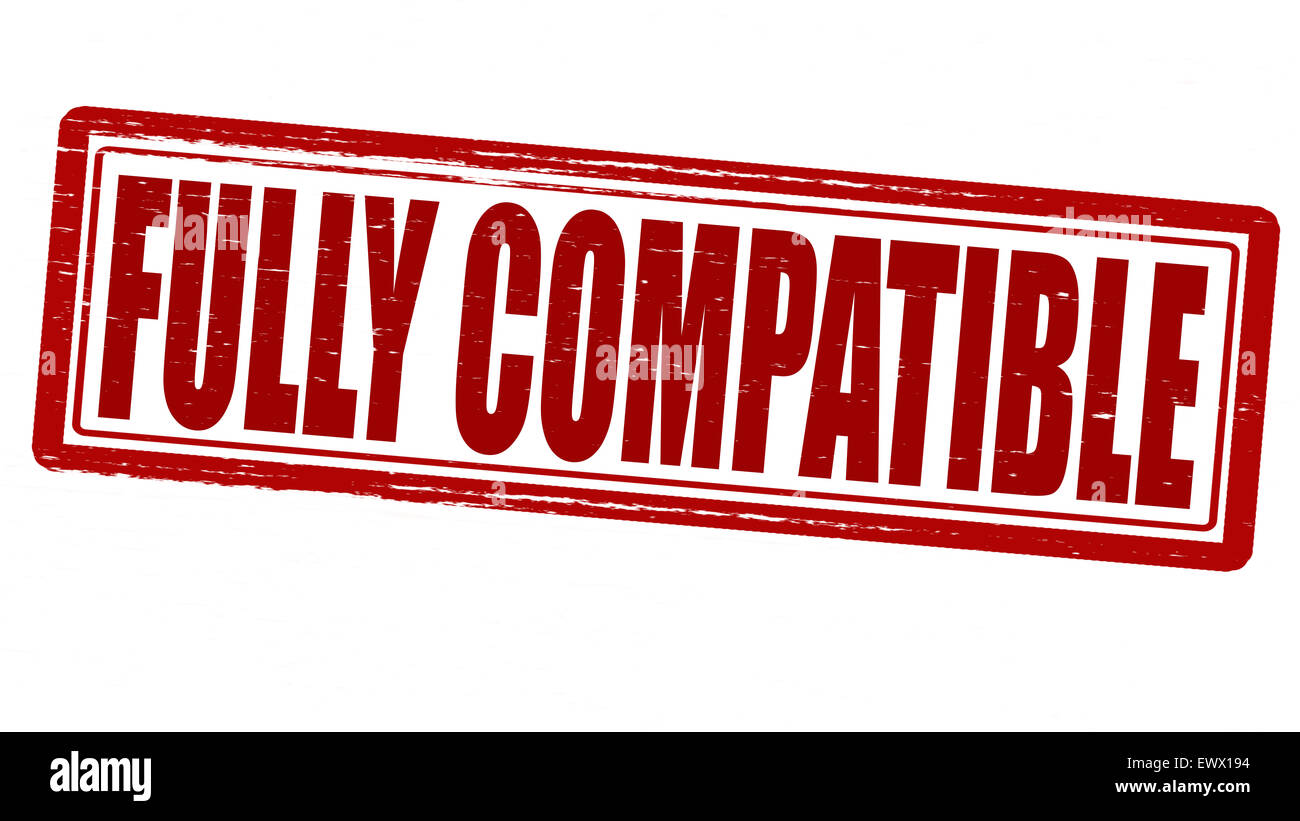 Stamp with text fully compatible inside, illustration Stock Photo - Alamy