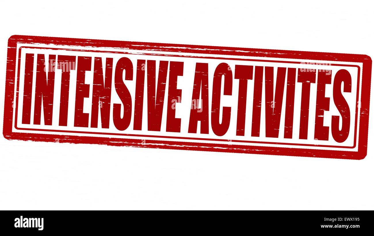 Stamp with text intensive activites inside, illustration Stock Photo ...