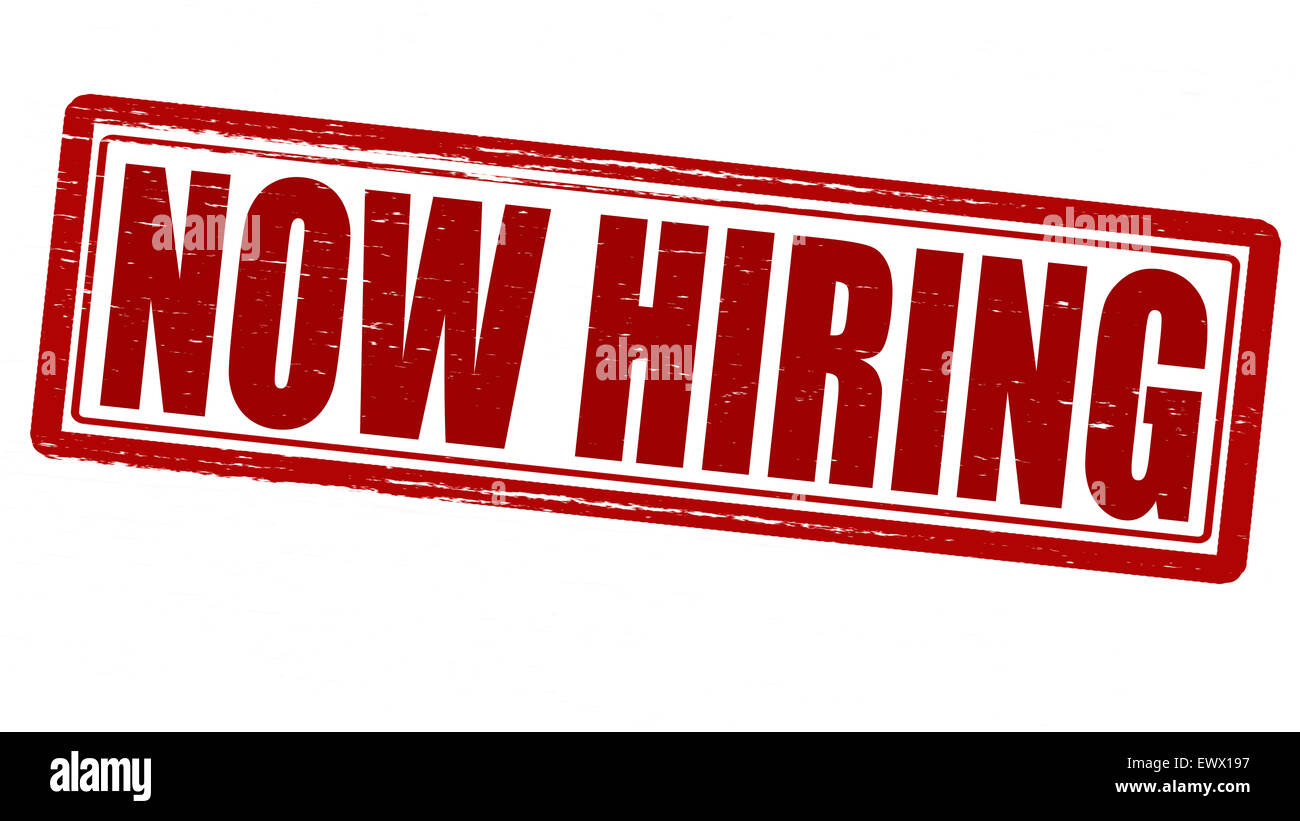 Stamp with text now hiring inside, illustration Stock Photo - Alamy