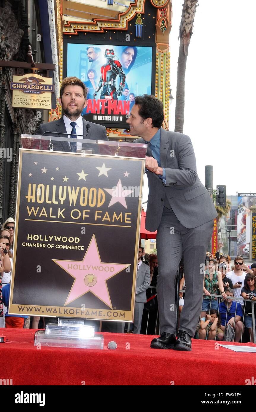 Los Angeles, CA, USA. 1st July, 2015. Adam Scott, Paul Rudd at the ...