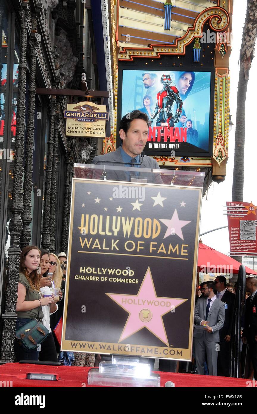 Los Angeles, CA, USA. 1st July, 2015. Paul Rudd at the induction ...