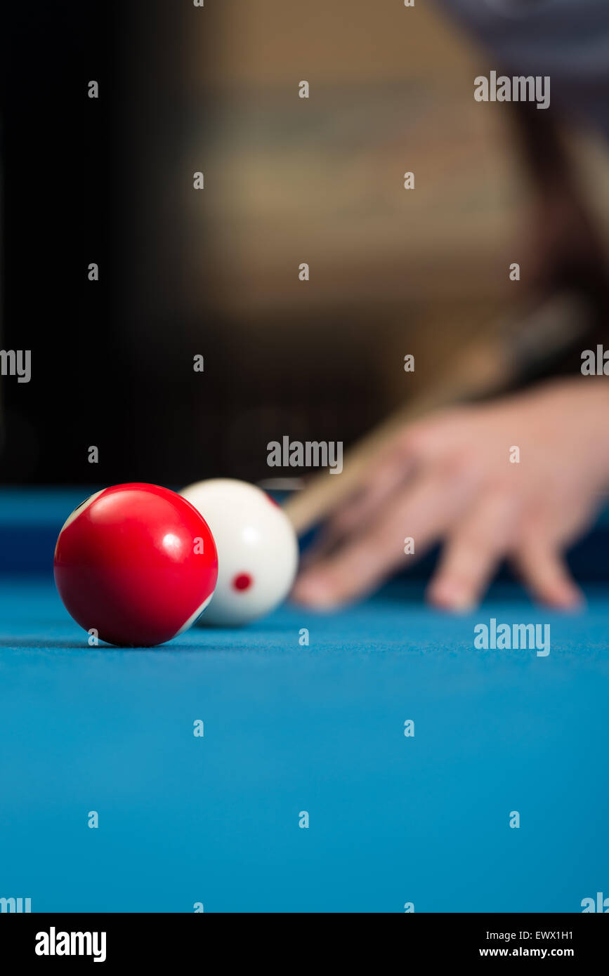Taking Aim To Shoot The One Ball Stock Photo - Alamy