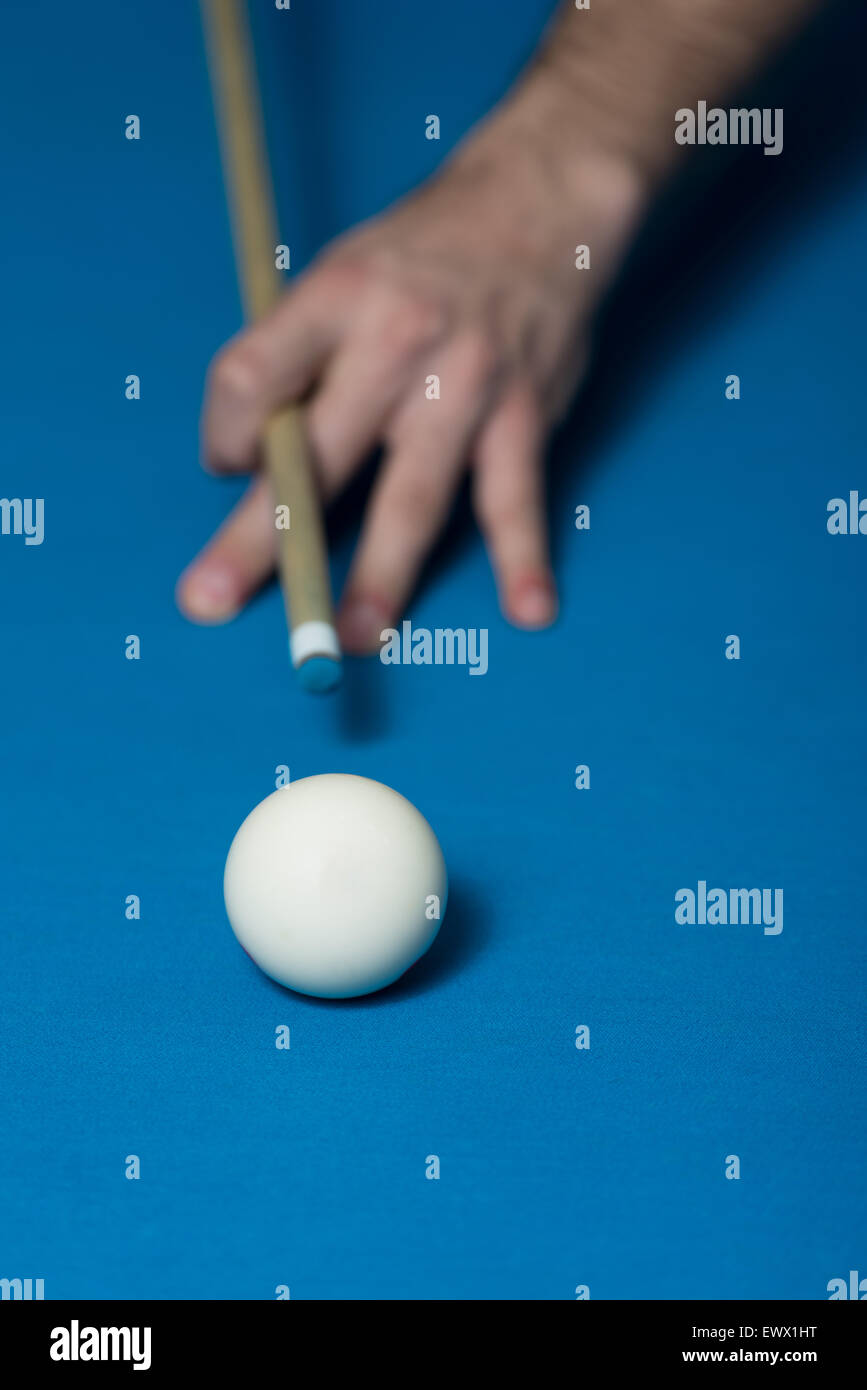 Taking Aim To Shoot The One Ball Stock Photo - Alamy
