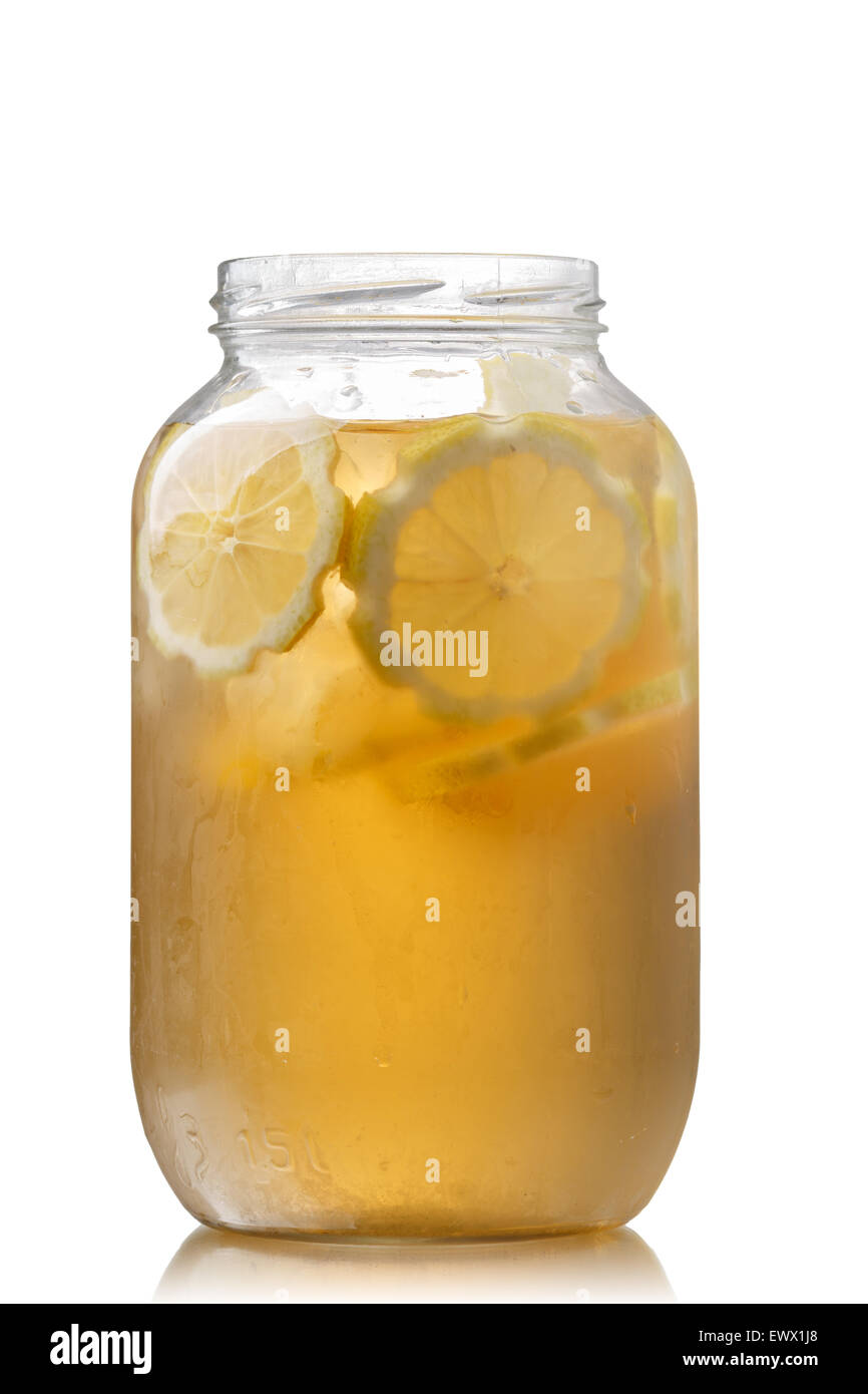 Pitcher of sweet iced green tea with lemon Stock Photo - Alamy