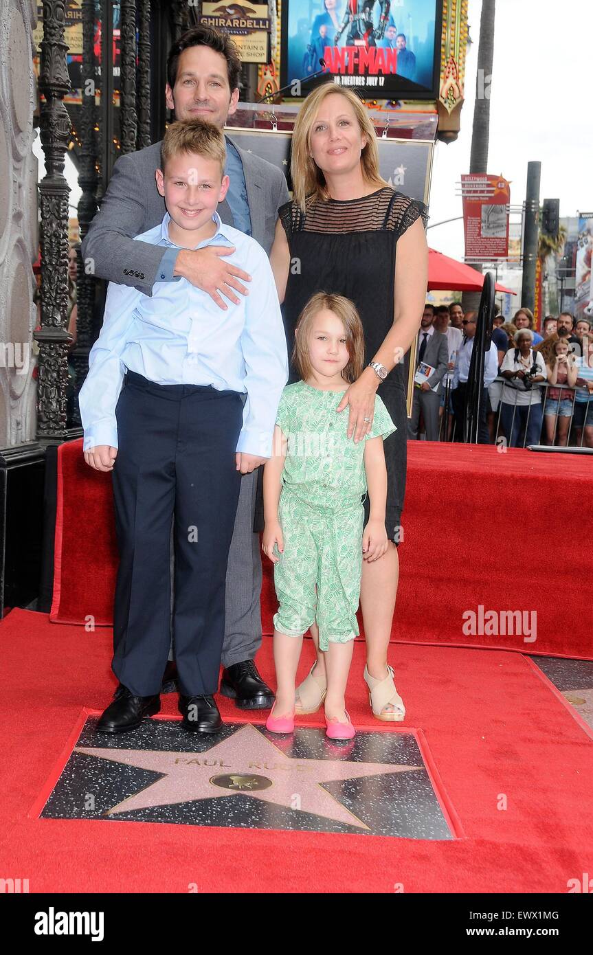 Los Angeles, CA, USA. 1st July, 2015. Paul Rudd, family at the ...