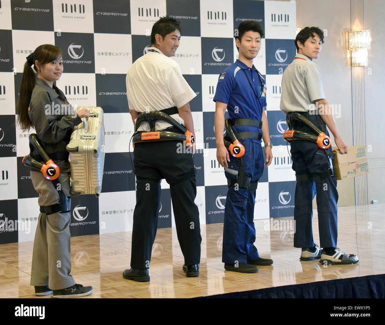 Tokyo, Japan. 2nd July, 2015. HAL, the labor support robot suit, is ...