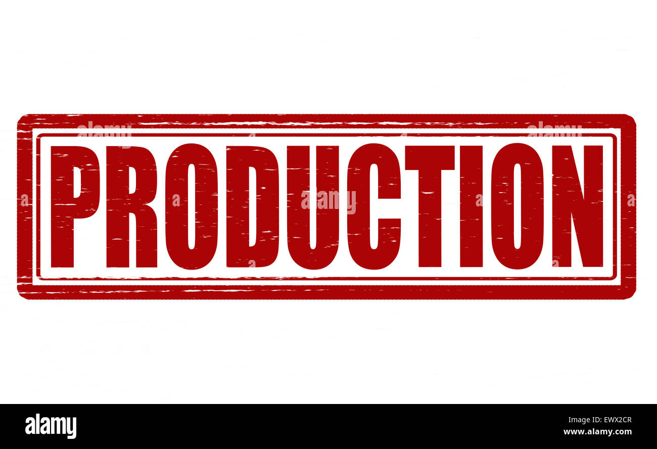 Stamp with word production inside, illustration Stock Photo - Alamy