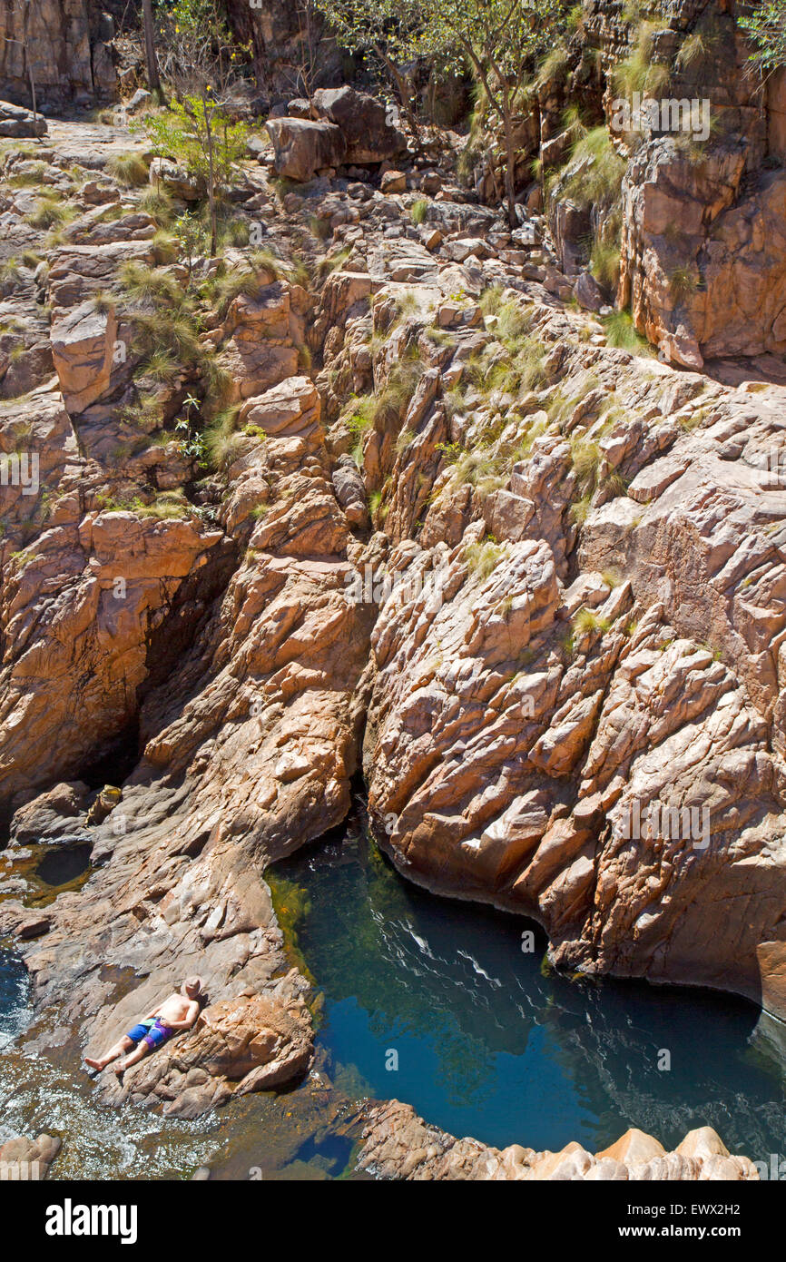 Resting up at the top of the falls at Maguk (Barramundi Gorge) in ...