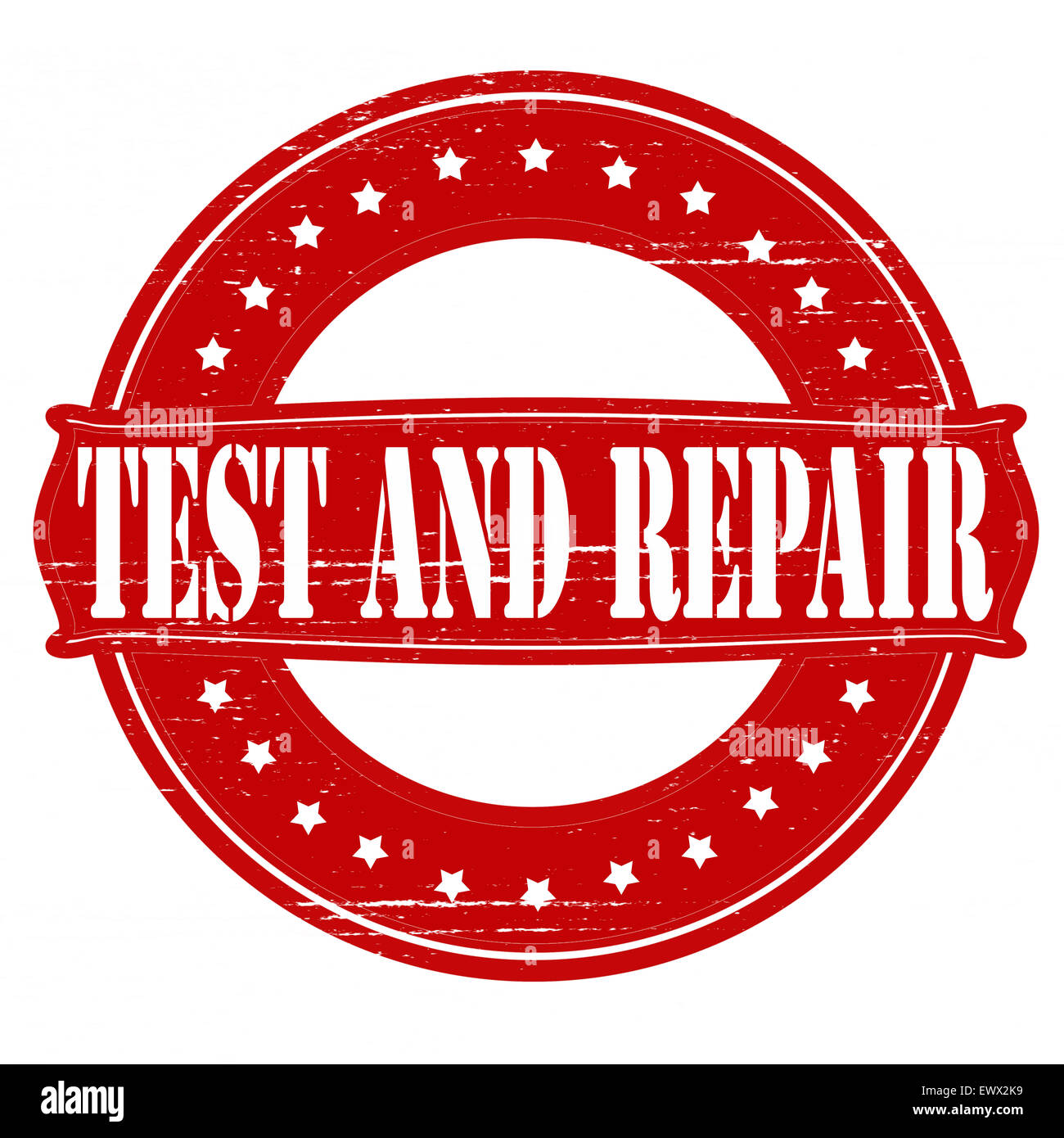 Stamp with words test and repair inside, illustration Stock Photo - Alamy