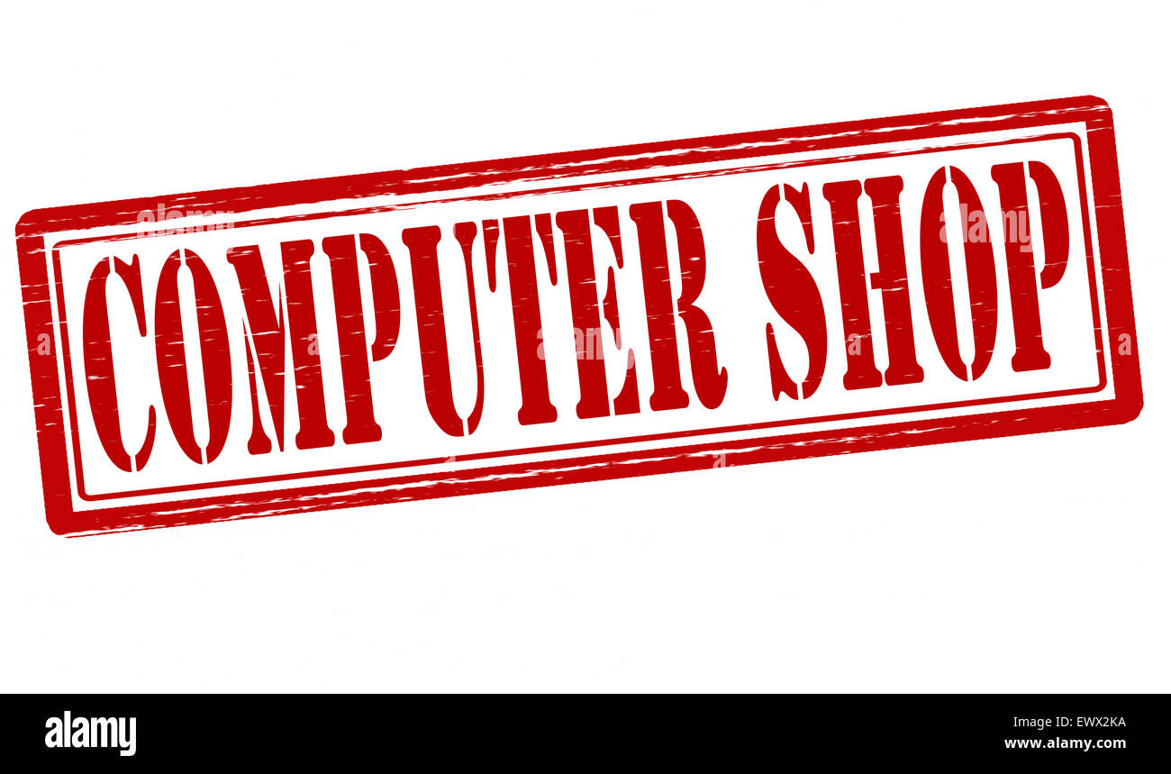 Stamp with text computer shop inside, illustration Stock Photo - Alamy