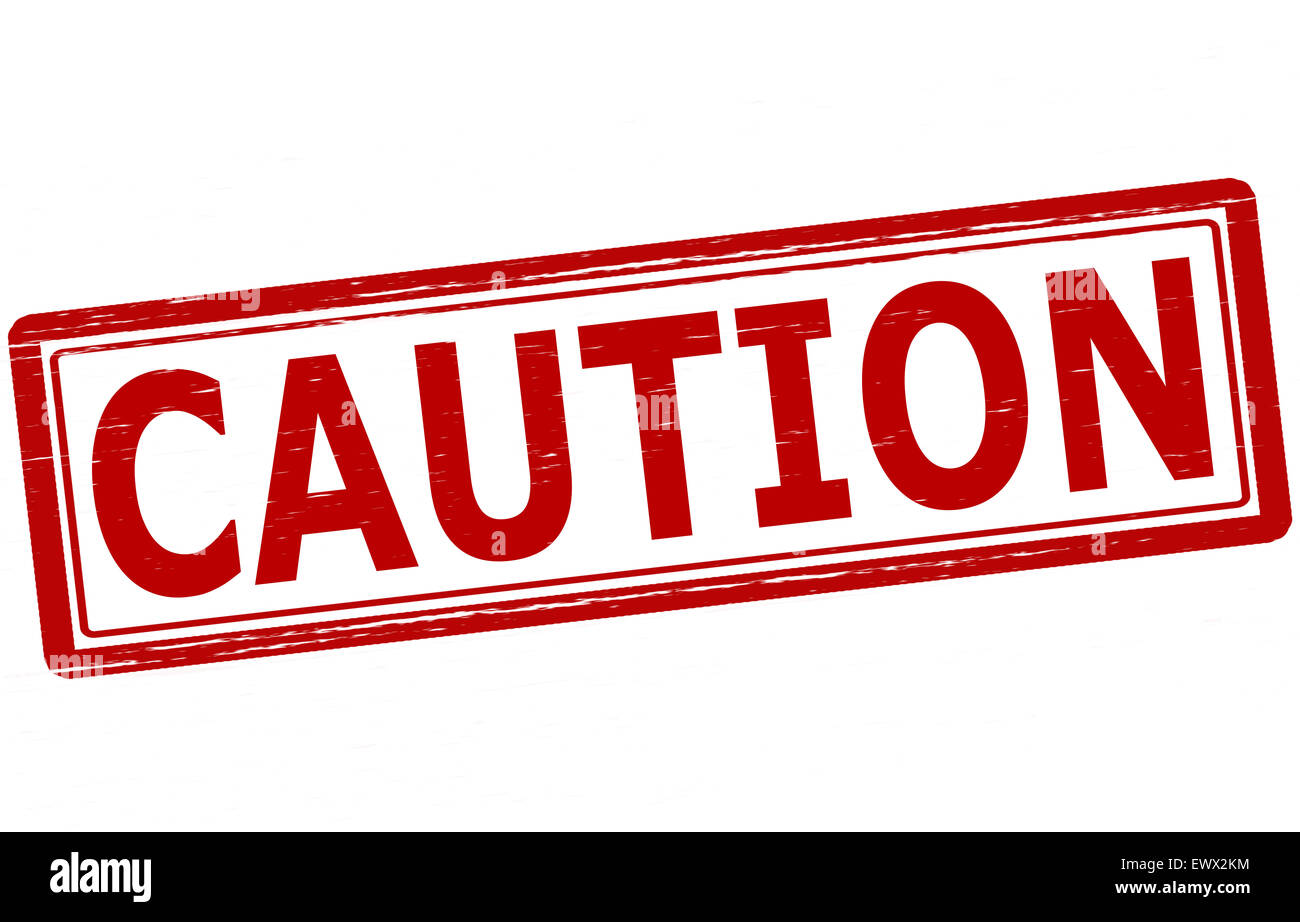 Stamp with word caution inside, illustration Stock Photo - Alamy
