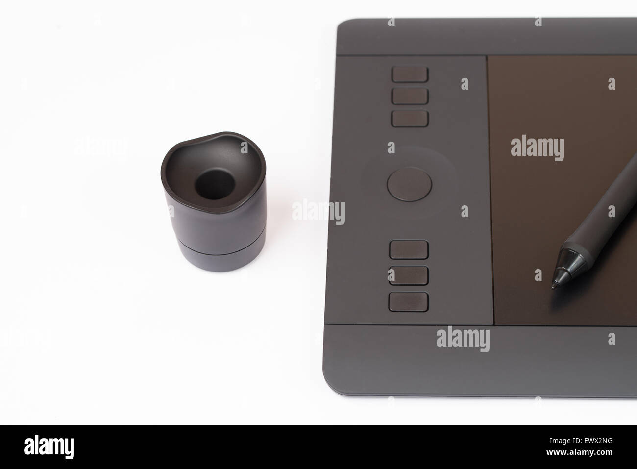 Drawing Tablet With Stylus On White Background Stock Photo - Alamy