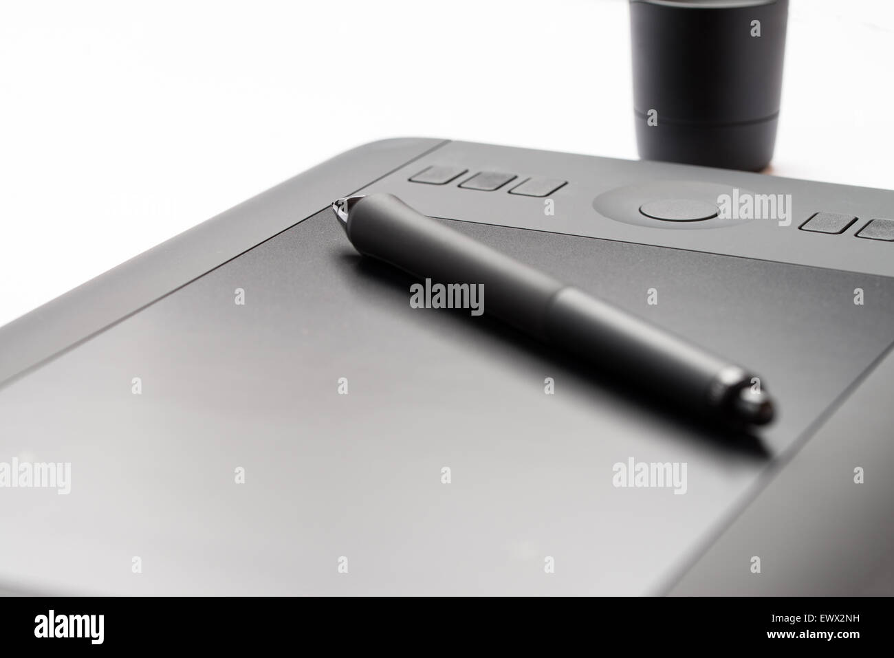 Drawing Tablet With Stylus On White Background Stock Photo - Alamy