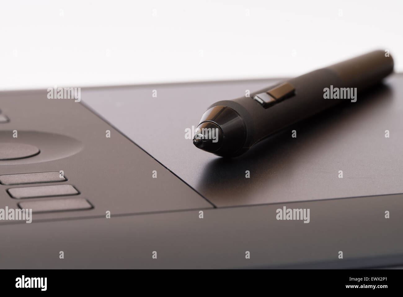 Drawing Tablet With Stylus On White Background Stock Photo - Alamy