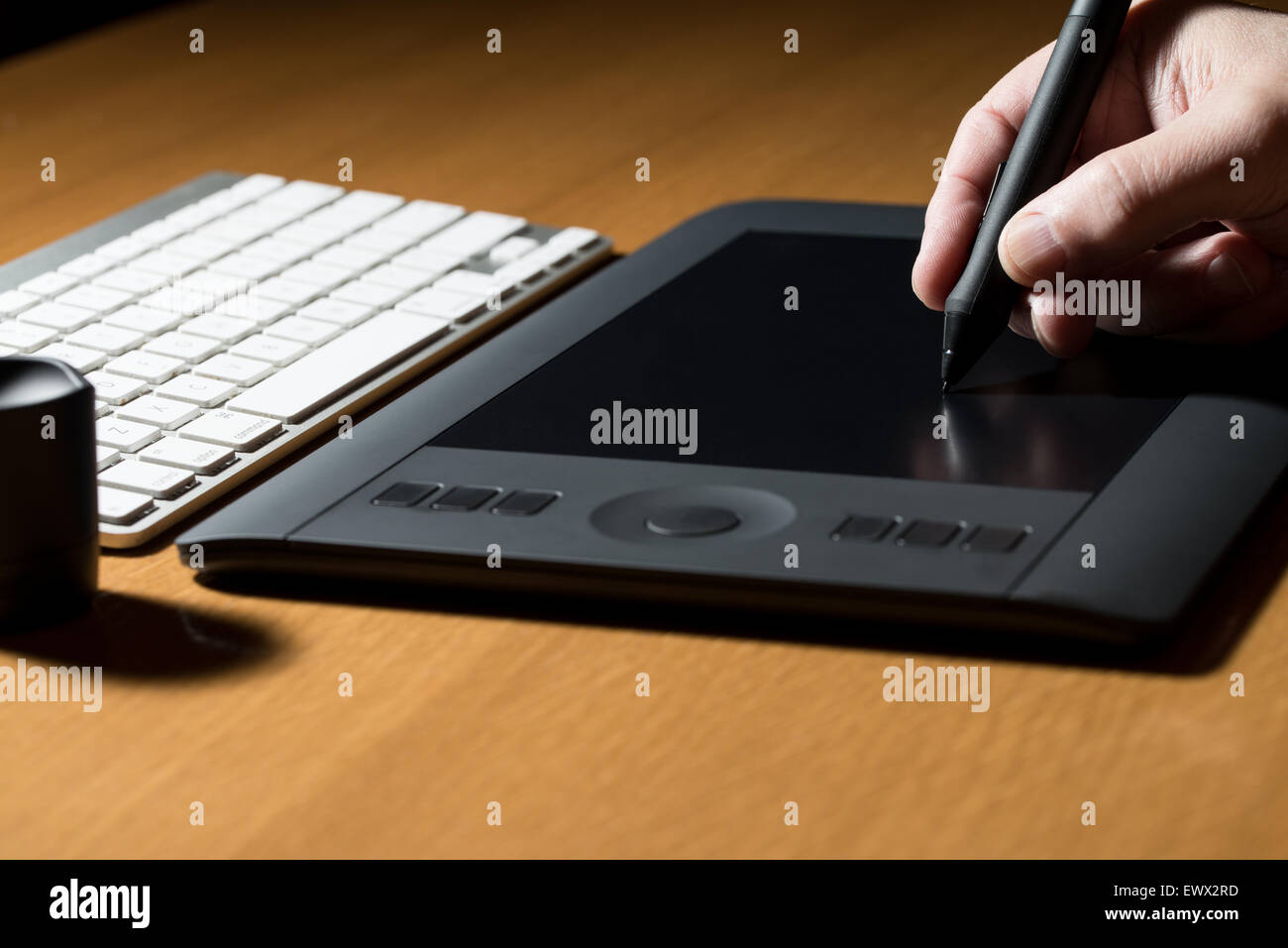 Closeup Of One Hand Drawing On A Computer Graphics Tablet Stock Photo ...