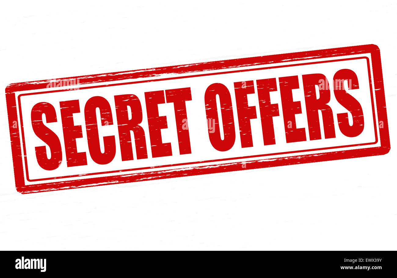 Stamp with text secret offers inside, illustration Stock Photo - Alamy