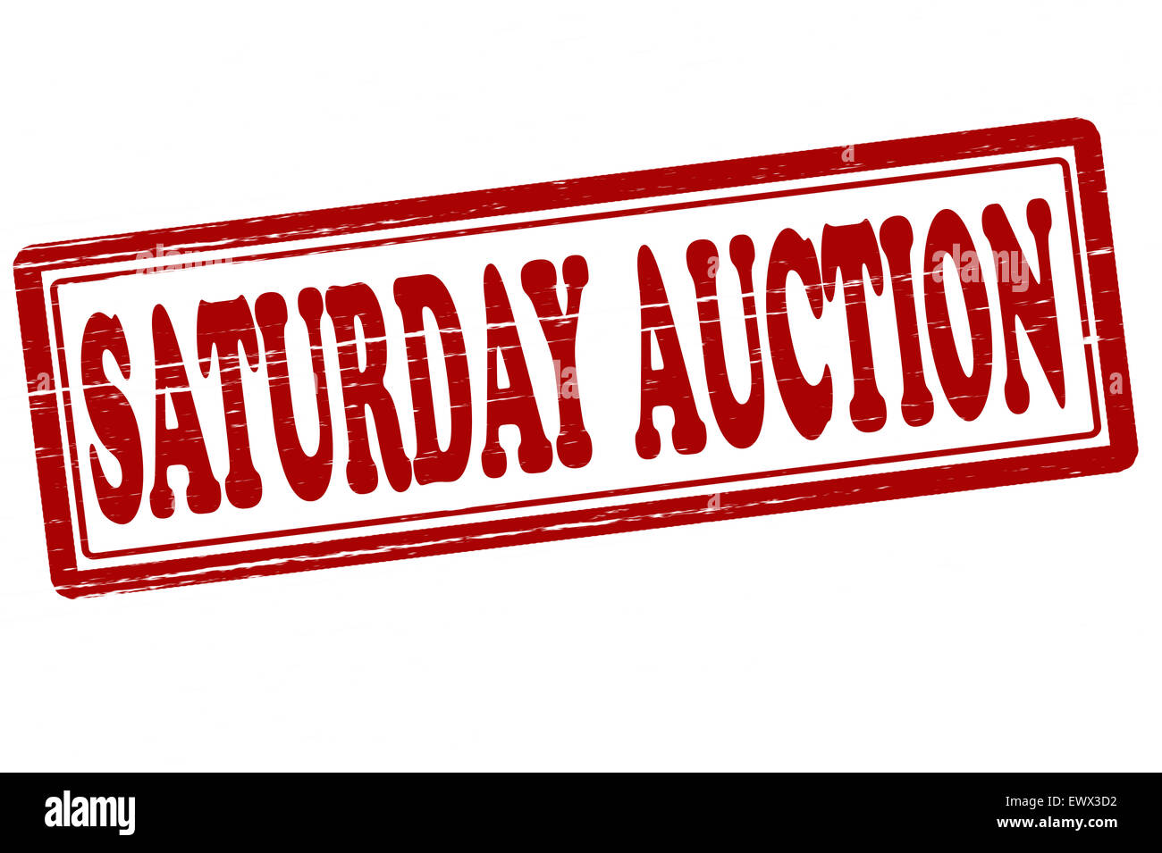 Stamp with text Saturday auction inside, illustration Stock Photo - Alamy