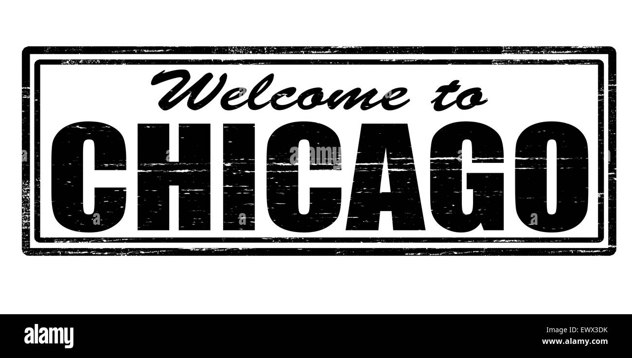 Stamp with text welcome to Chicago inside, illustration Stock Photo - Alamy
