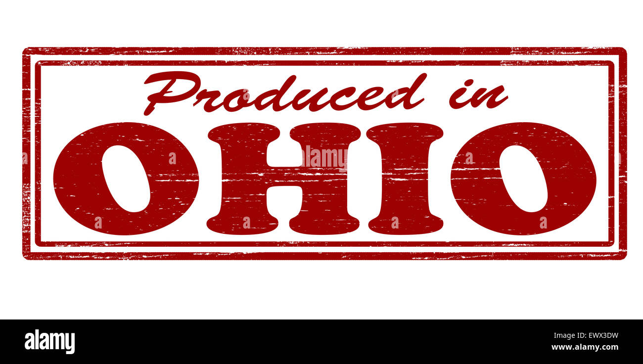 Stamp with text produced in Ohio inside, illustration Stock Photo - Alamy