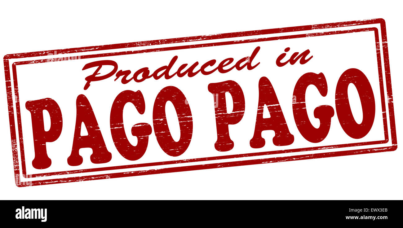 Stamp with text produced in Pago Pago inside, illustration Stock Photo ...