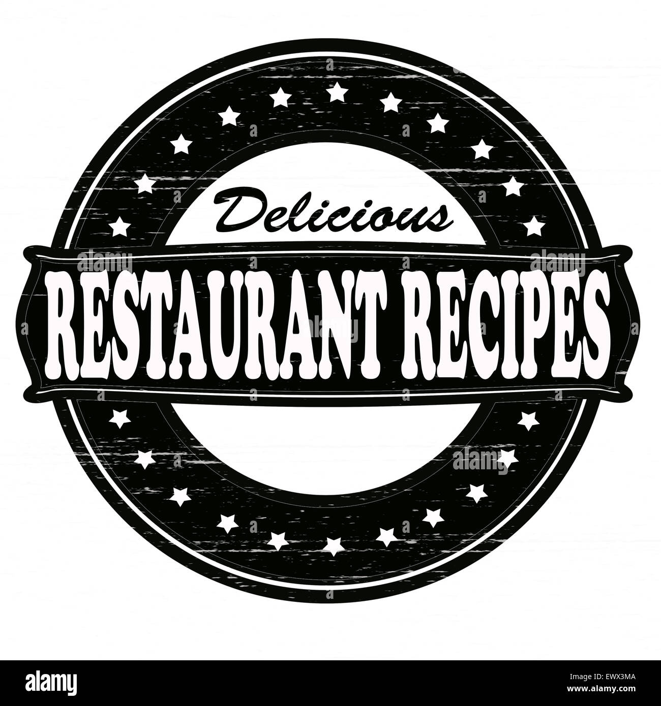 Stamp with text delicious restaurant recipes inside, illustration Stock ...