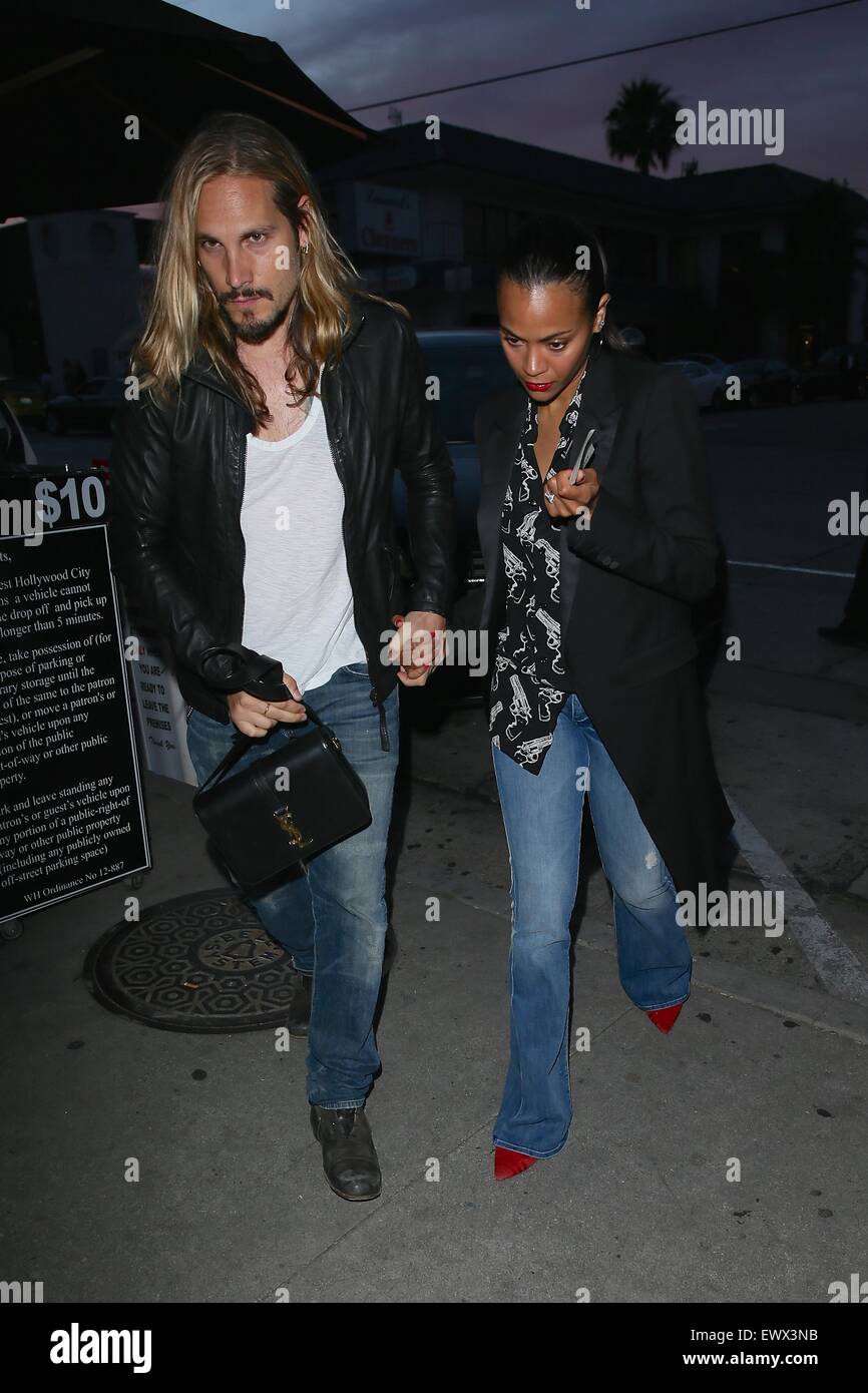 Zoe Saldana and Marco Perego Saldana seen arriving at Craig's ...