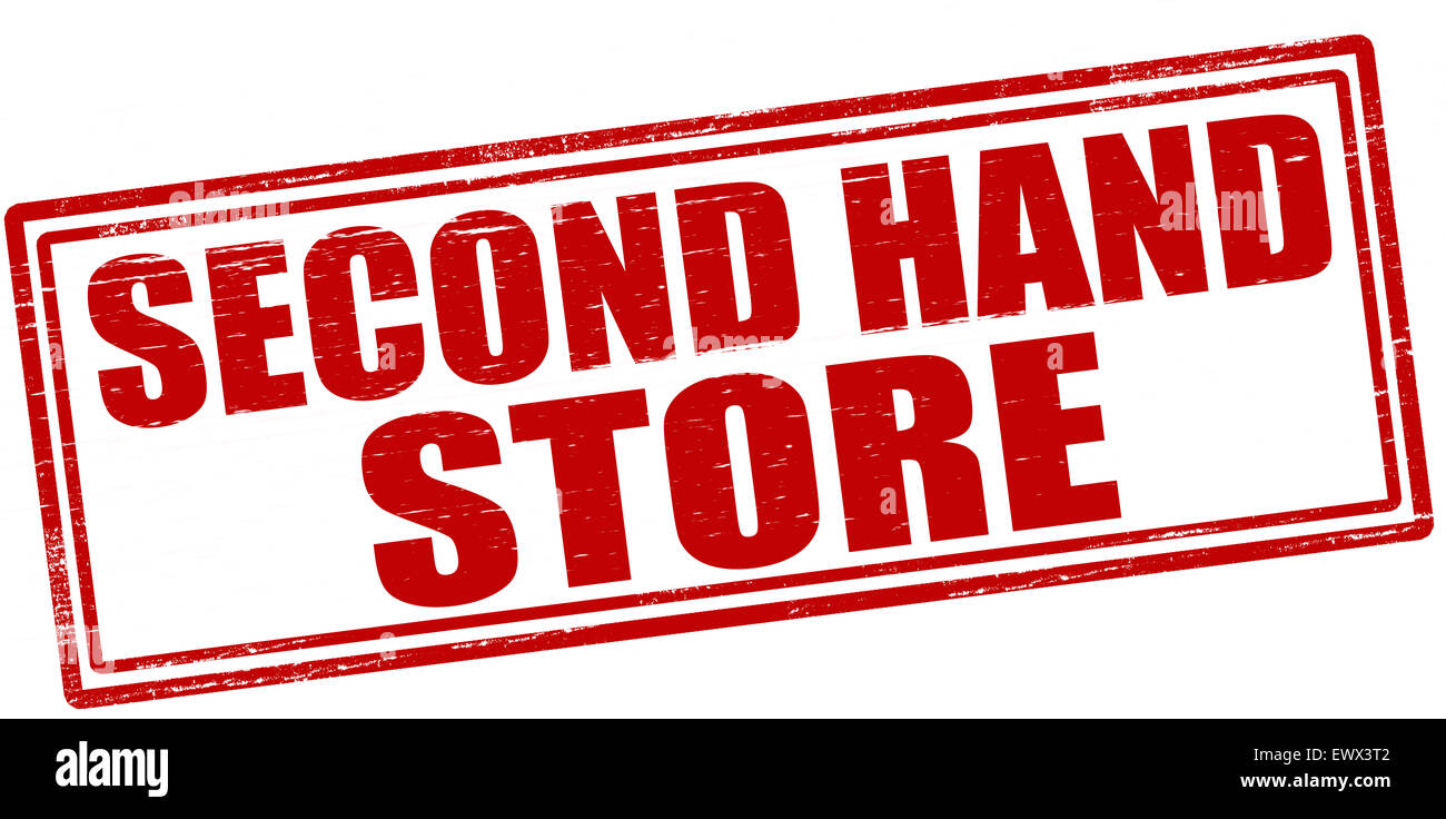 Stamp with text second hand store inside, illustration Stock Photo - Alamy